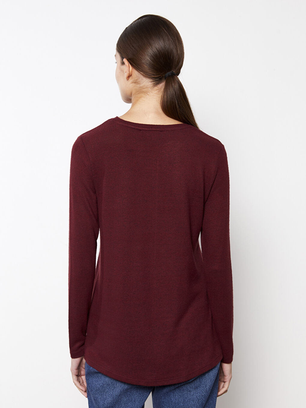 Crew Neck Regular Long Sleeve Women's T-shirt -W25234Z8-D6U - W25234Z8 ...