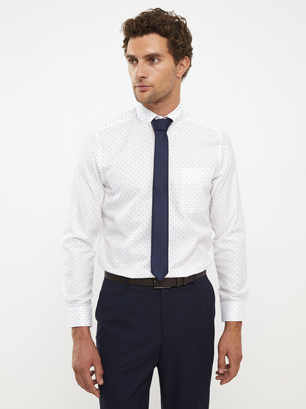 BEYAZ Regular Fit Uzun Kollu Gabardin Erkek Gömlek - W25577Z8-LU7 | LCW