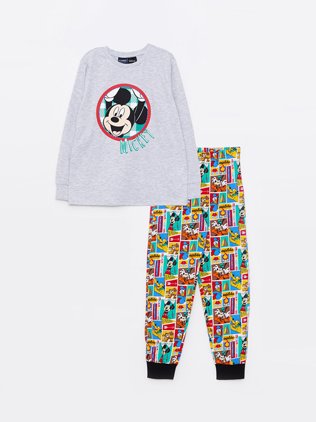 Crew Neck Mickey Mouse Printed Long Sleeve Boy Pajama Set -W26511Z4-LAK ...