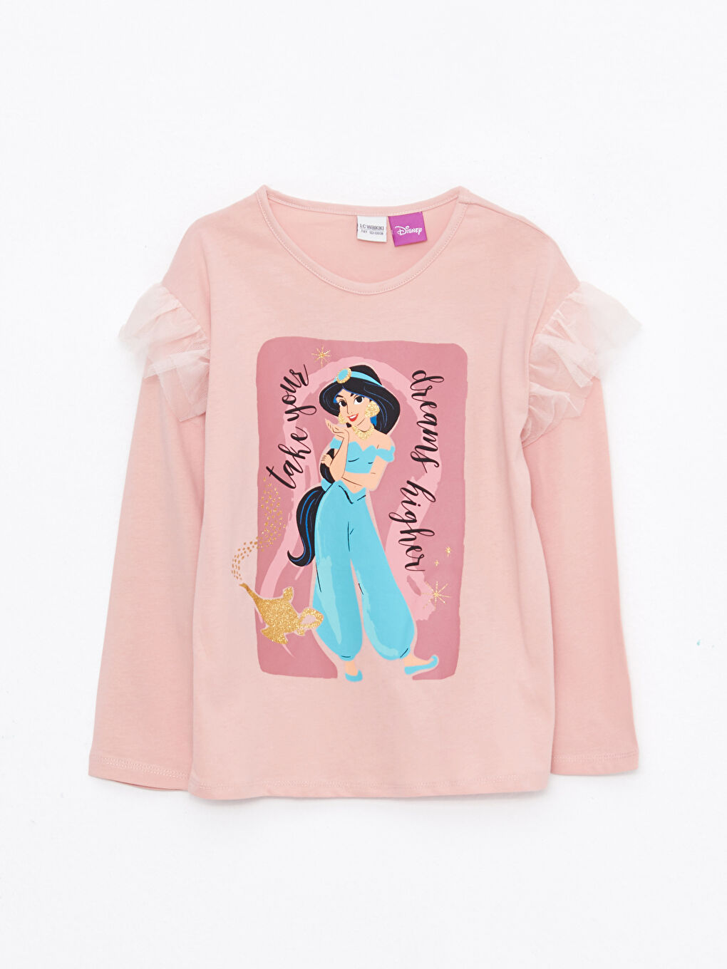 Crew Neck Disney Princess Printed Long Sleeve Girls T-Shirt -W27331Z4 ...