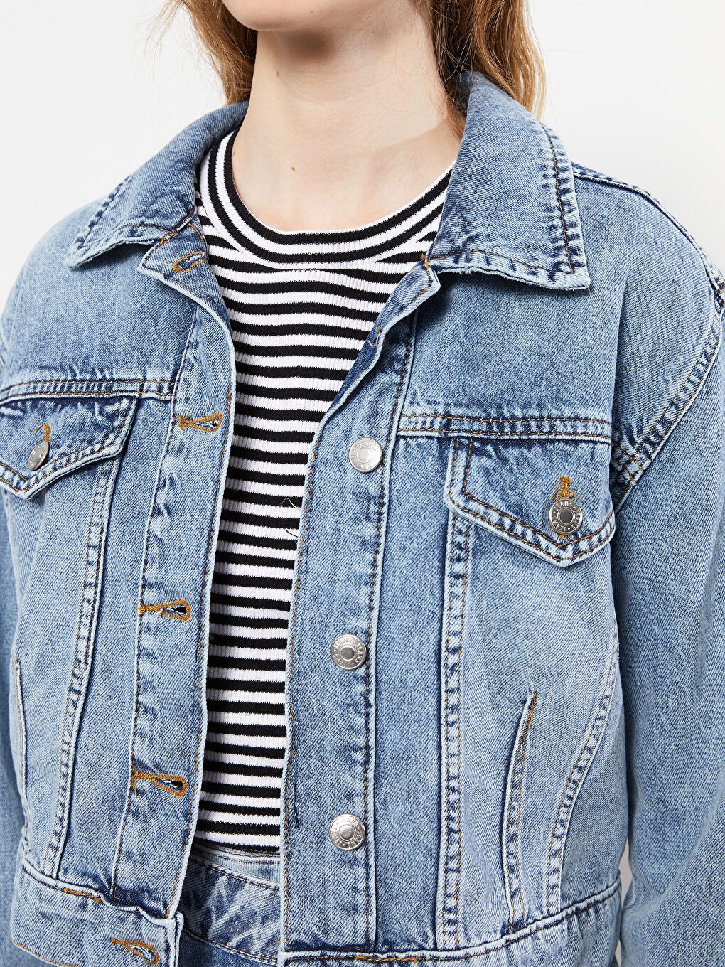 Shirt Neck Regular Long Sleeve Women's Rodeo Jean Jacket -W27423Z8-507 ...