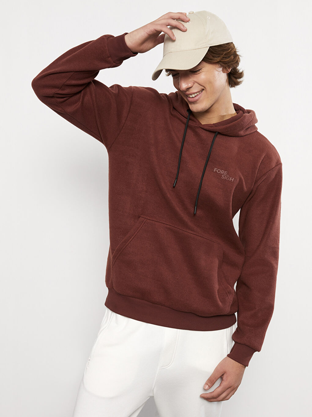 KAHVERENGİ Uzun Kollu Baskılı Erkek Hoodie - W28728Z8-RUA | LCW