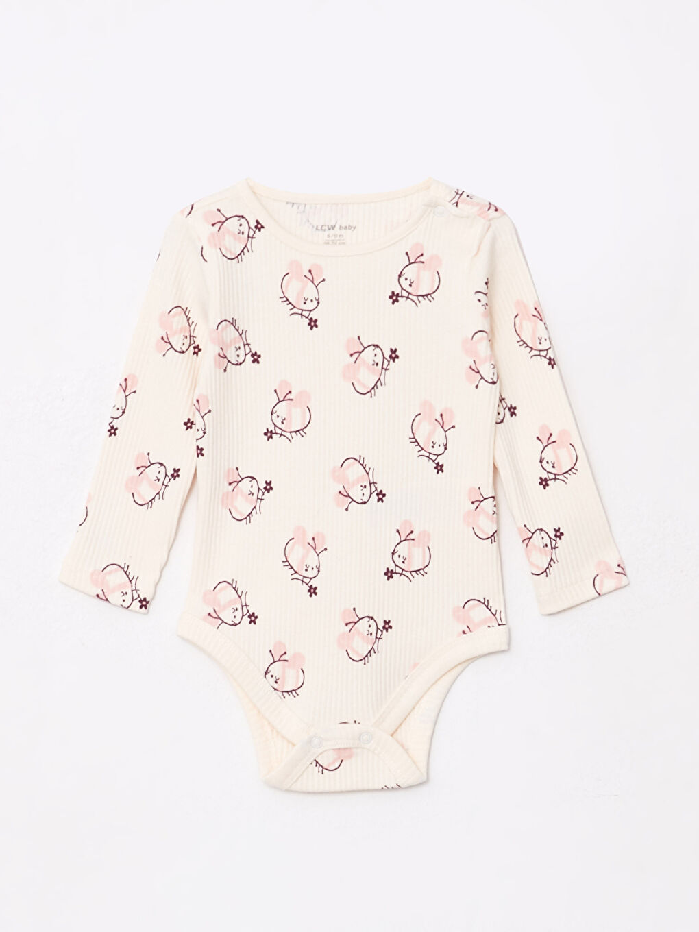 Crew Neck Long Sleeve Printed Baby Girl Body with Snap Crotch and ...