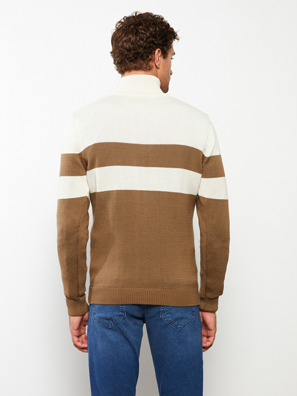 Turtle Neck Long Sleeve Striped Men's Tricot Sweater -W2AS88Z8-H00 ...