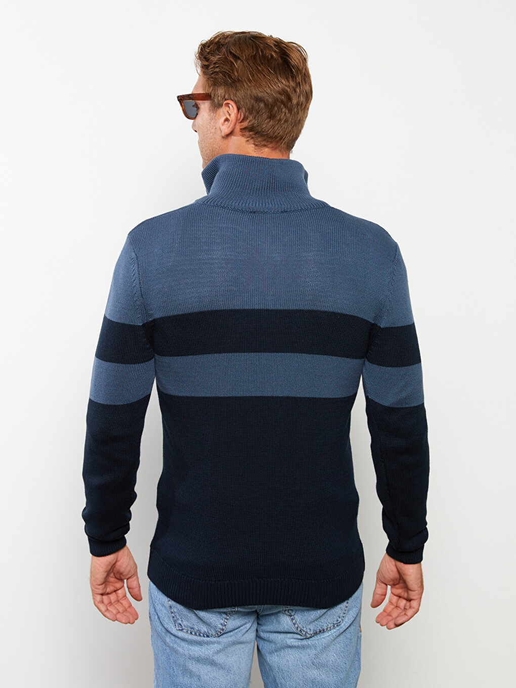 Turtle Neck Long Sleeve Striped Men's Tricot Sweater -W2AS88Z8-RFH ...