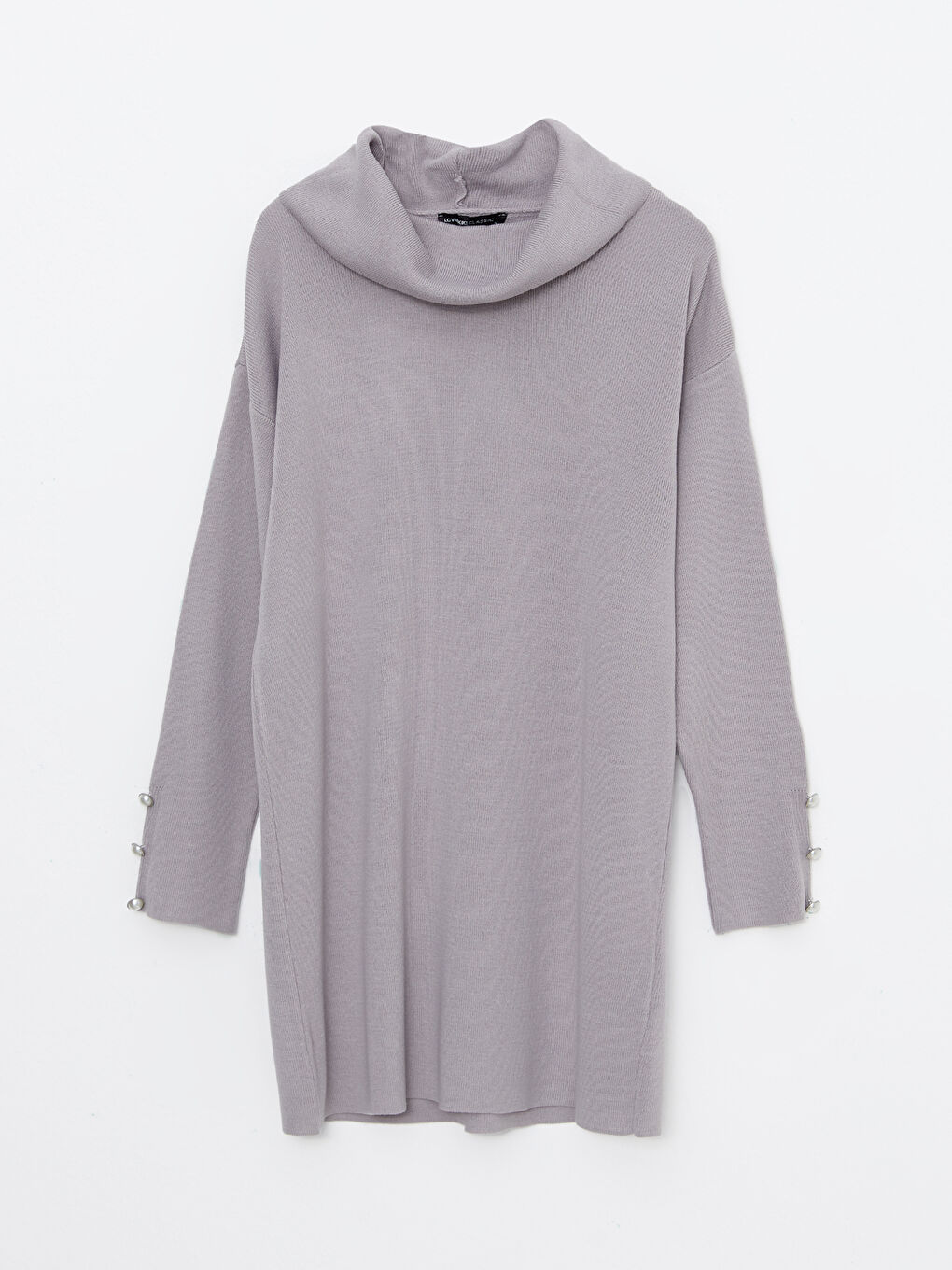 GRİ Dökümlü Yaka Düz Uzun Kollu Triko Kadın Tunik - W2BO73Z8-SMY | LCW