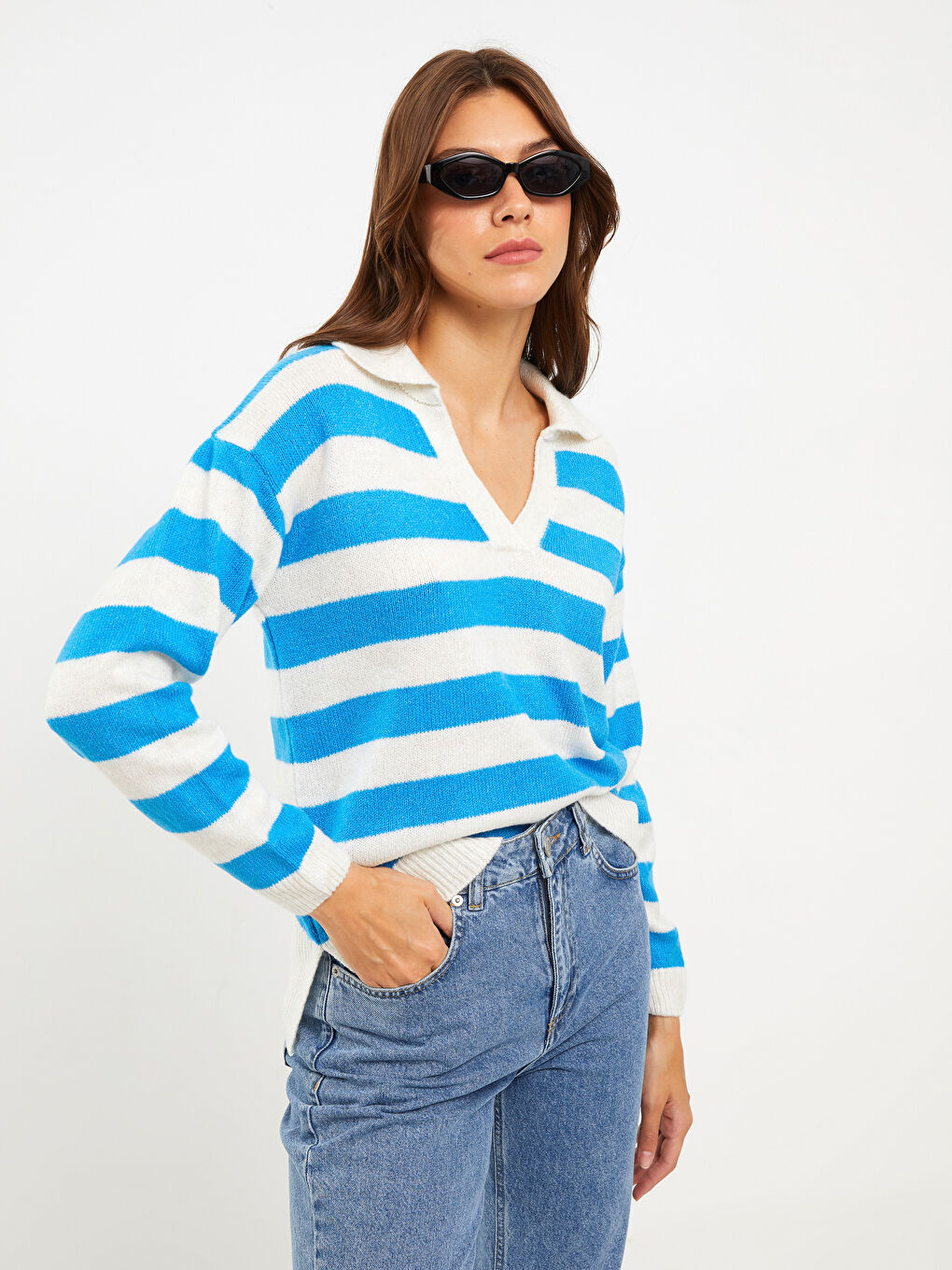 Pulover ALBASTRU Femei -W2BQ11Z8-H7M - W2BQ11Z8-H7M - LC Waikiki