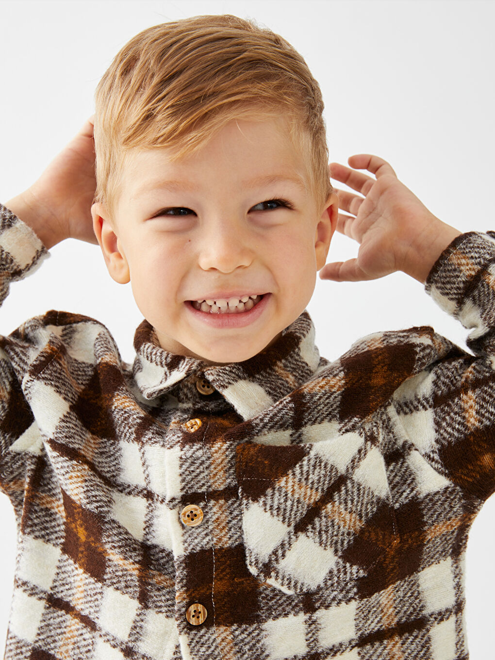 Long Sleeve Plaid Patterned Baby Boy Shirt Jacket -W2BY65Z1-LLL ...