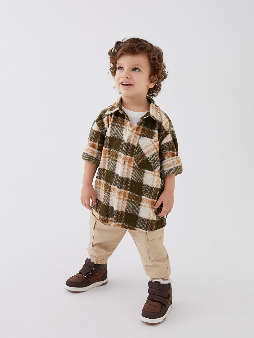 Long Sleeve Plaid Patterned Baby Boy Shirt Jacket -W2BY65Z1 Long Sleeve Plaid Patterned Baby Boy Shirt Jacket -W2BY65Z1