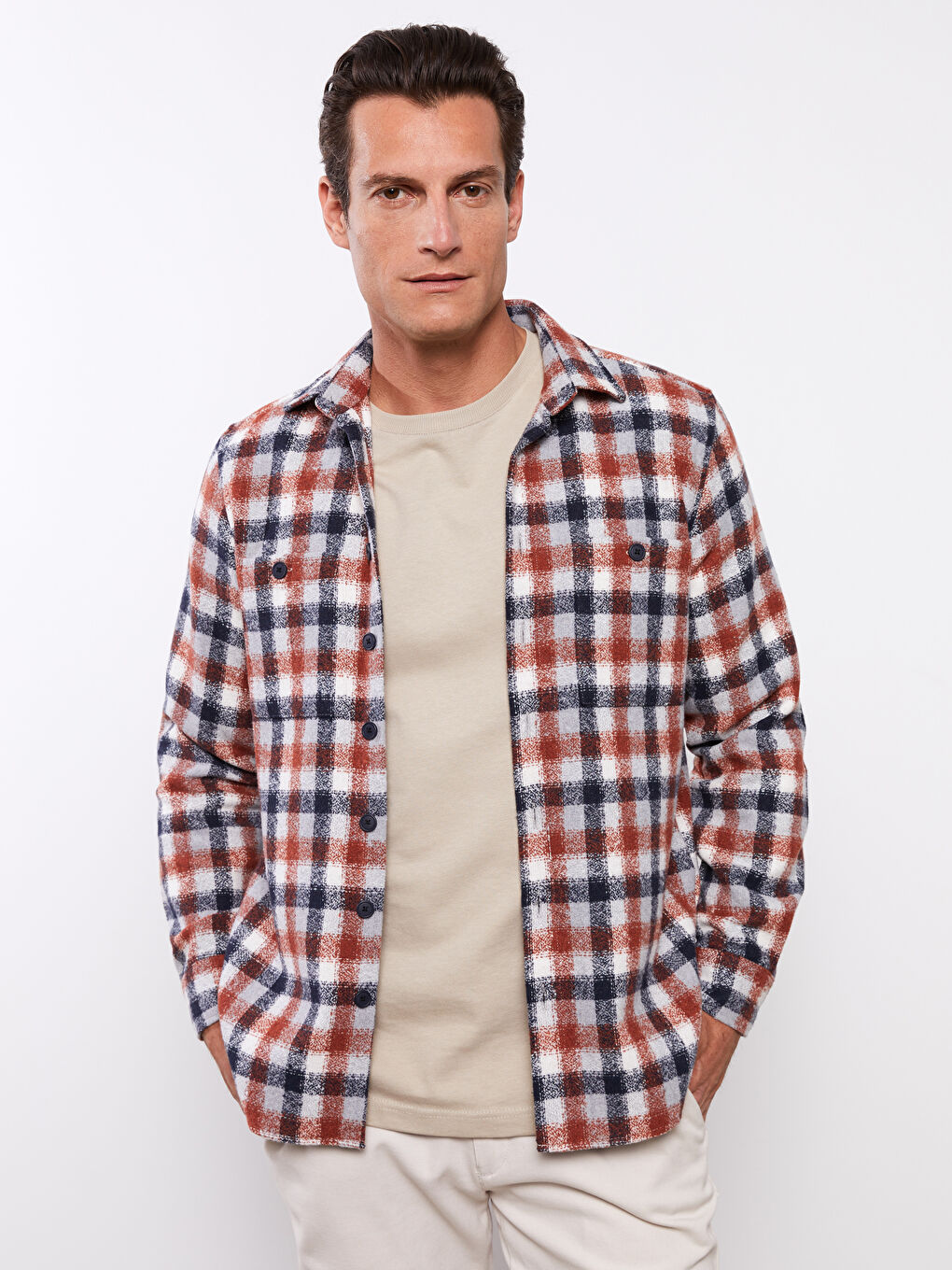 LC WAIKIKI Oversize Long Sleeve Plaid Men's Shirt Jacket -W2CA35Z8-LLK ...