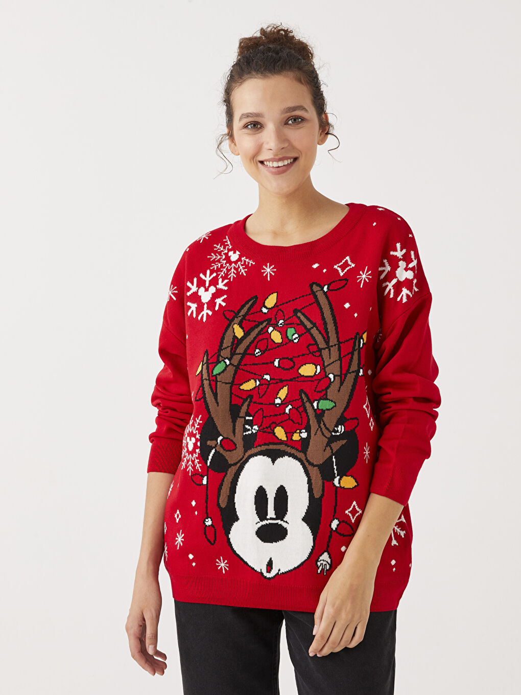 LC WAIKIKI Crew Neck Mickey Mouse Printed Long Sleeve Women's Tricot ...