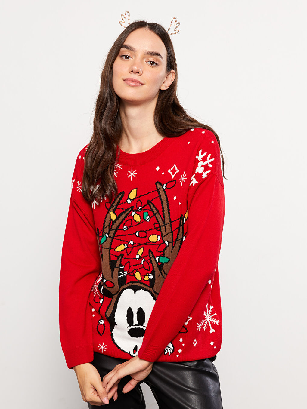 LC WAIKIKI Crew Neck Mickey Mouse Printed Long Sleeve Women's Tricot ...
