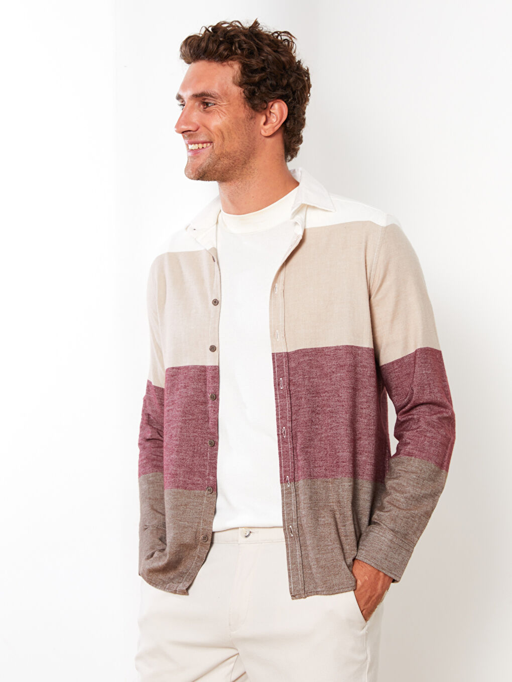 LC WAIKIKI Slim Fit Long Sleeve Color Block Men Shirt -W2FI39Z8-LFY ...