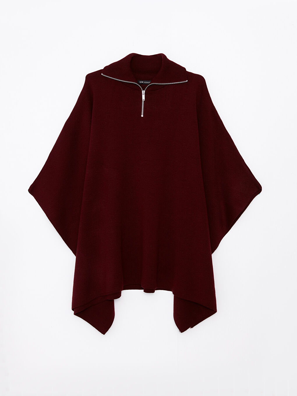 Polo Neck Plain Oversize Women's Knitwear Poncho -W2GI67Z8-SLC ...