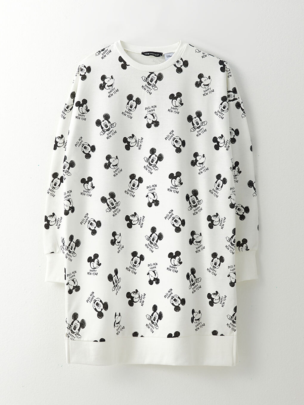 Crew Neck Mickey Mouse Printed Long Sleeve Oversize Women's Sweatshirt ...