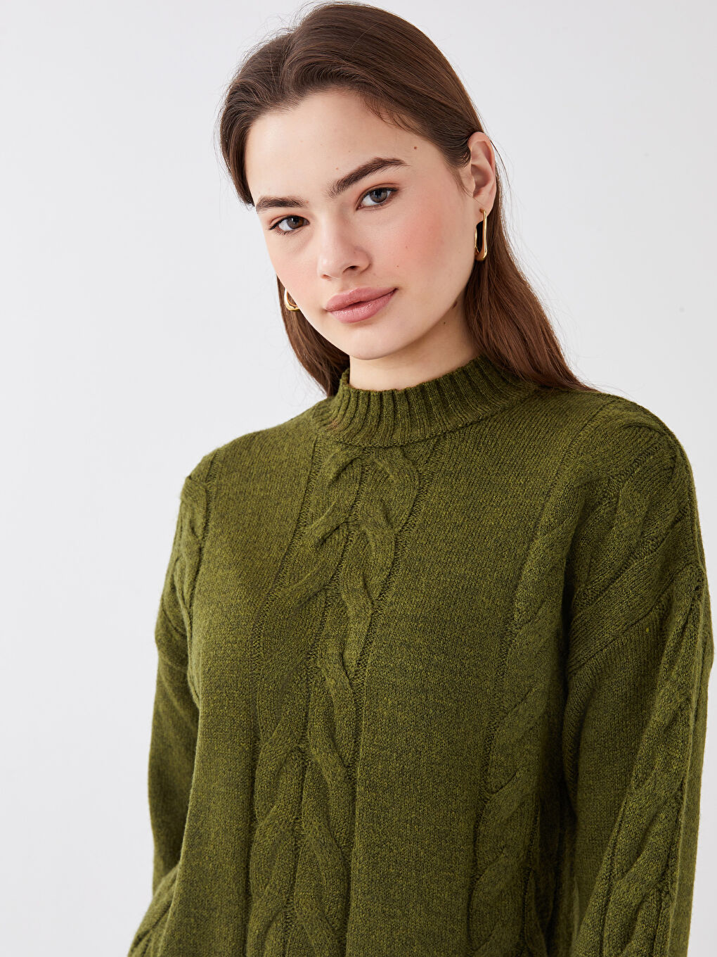 Turtle Neck Self Patterned Long Sleeve Women's Tricot Tunic -W2H958Z8 ...