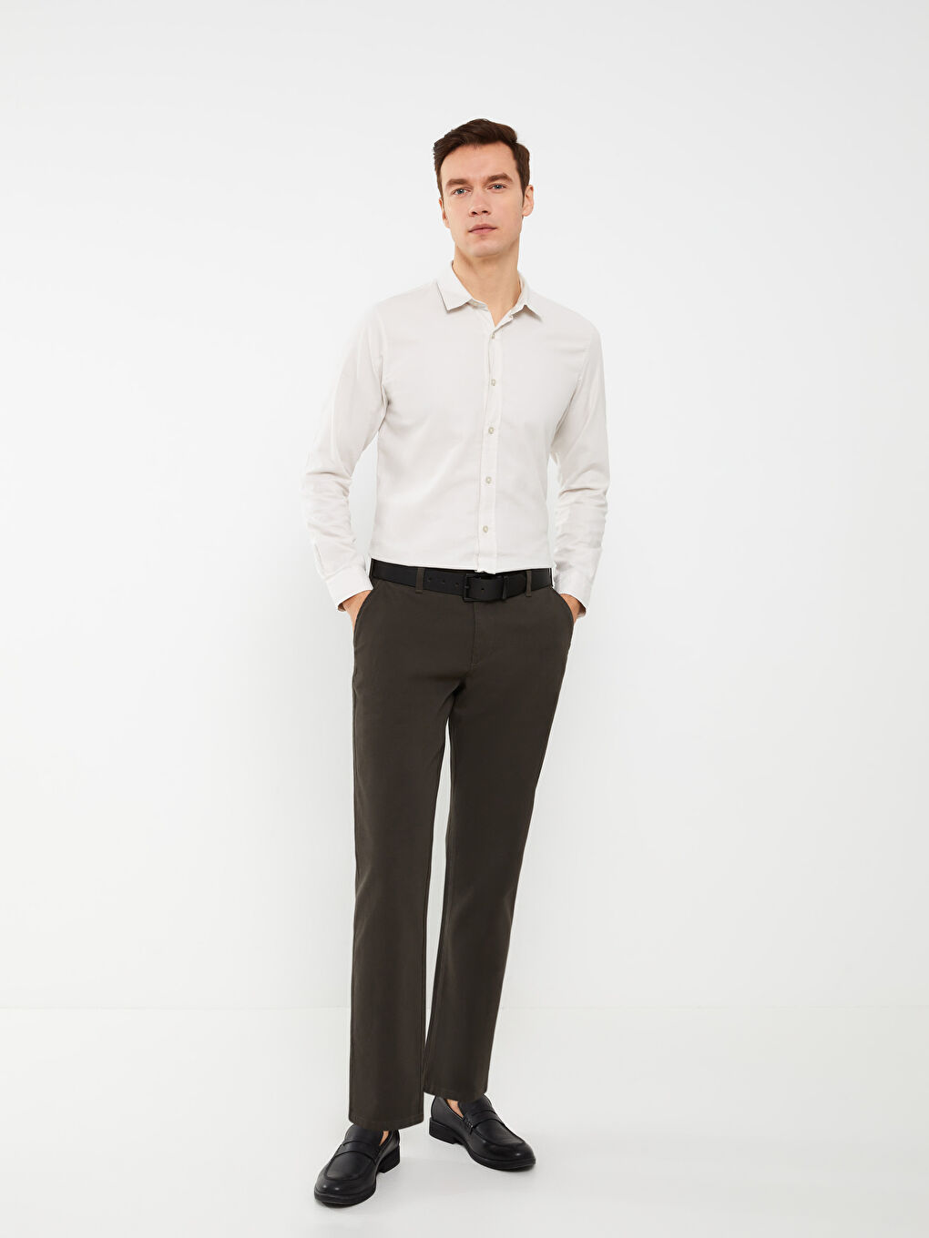 Standard Fit Dobby Fabric Men's Trousers -S31566Z8-KGJ - S31566Z8-KGJ ...