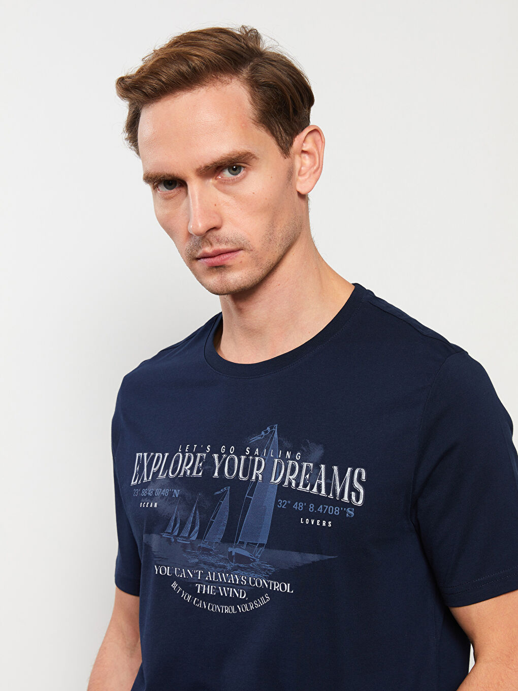 Crew Neck Short Sleeve Printed Combed Cotton Mens T Shirt S31814z8