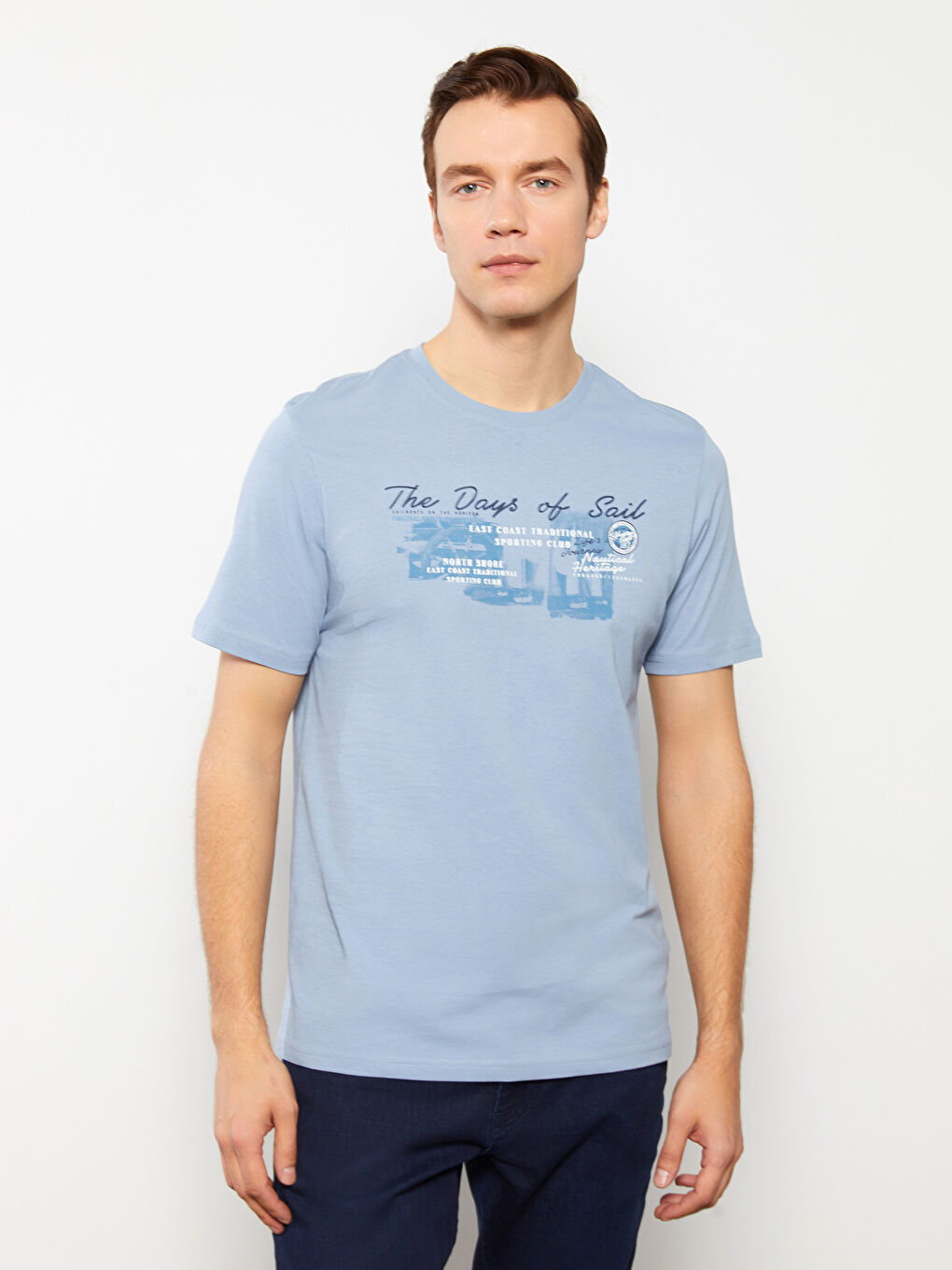 Crew Neck Short Sleeve Printed Combed Cotton Mens T Shirt S31834z8