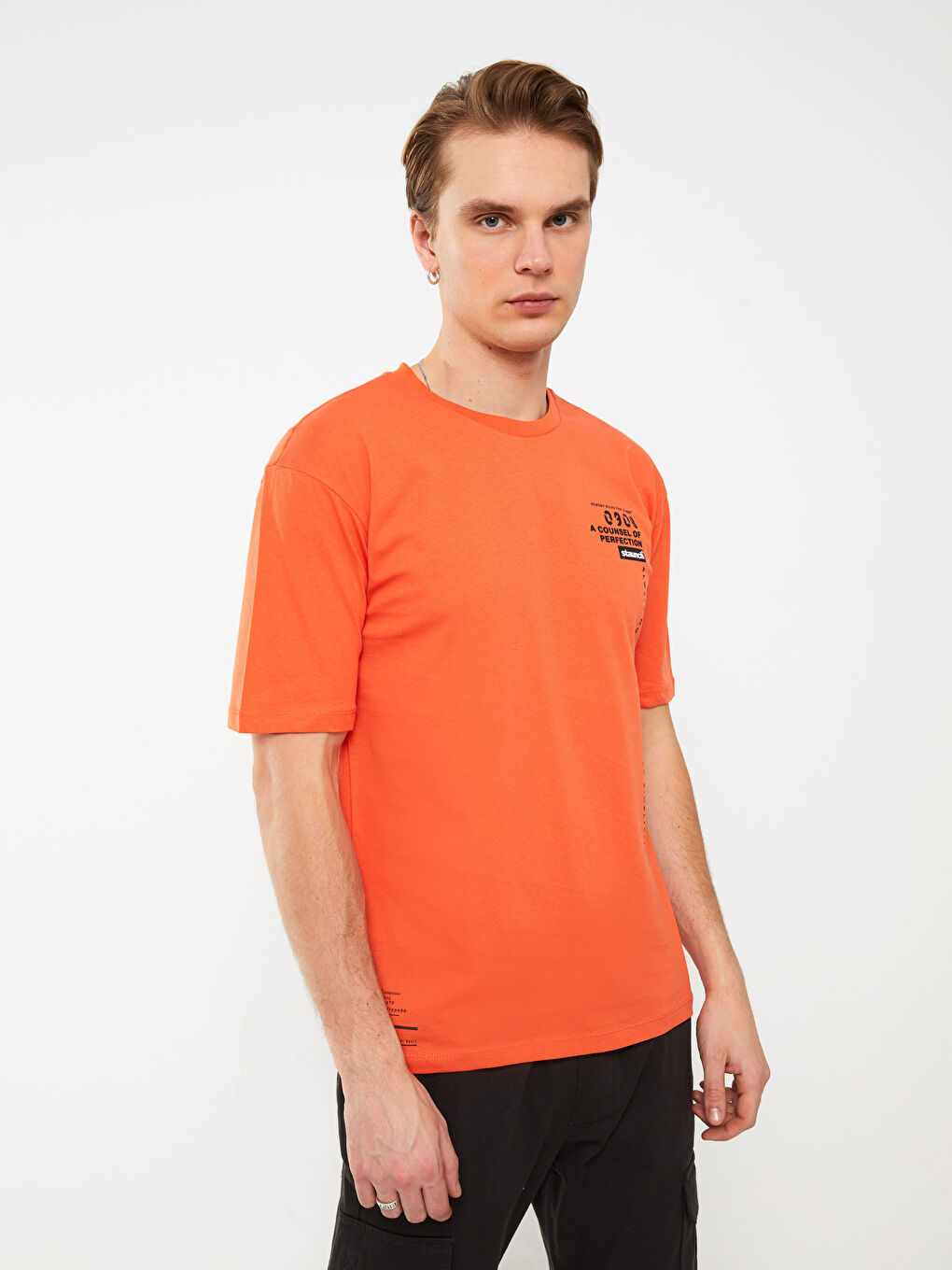 Crew Neck Short Sleeve Printed Combed Cotton Mens T Shirt S32627z8