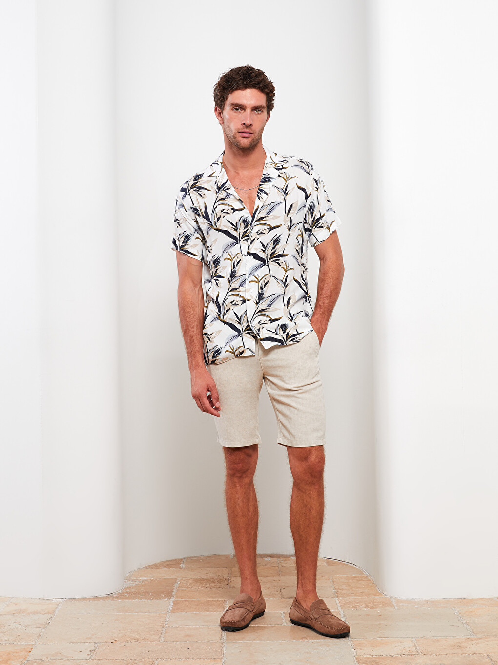 Comfortable Fit Resort Collar Short Sleeve Patterned Men's Shirt ...