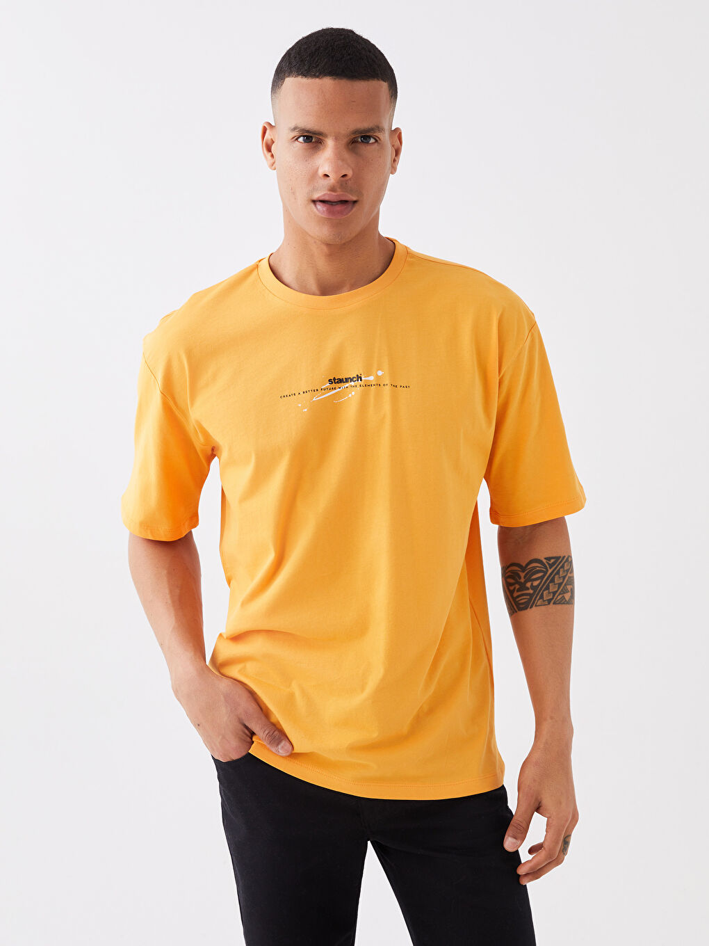 Crew Neck Short Sleeve Printed Combed Cotton Mens T Shirt S37749z8