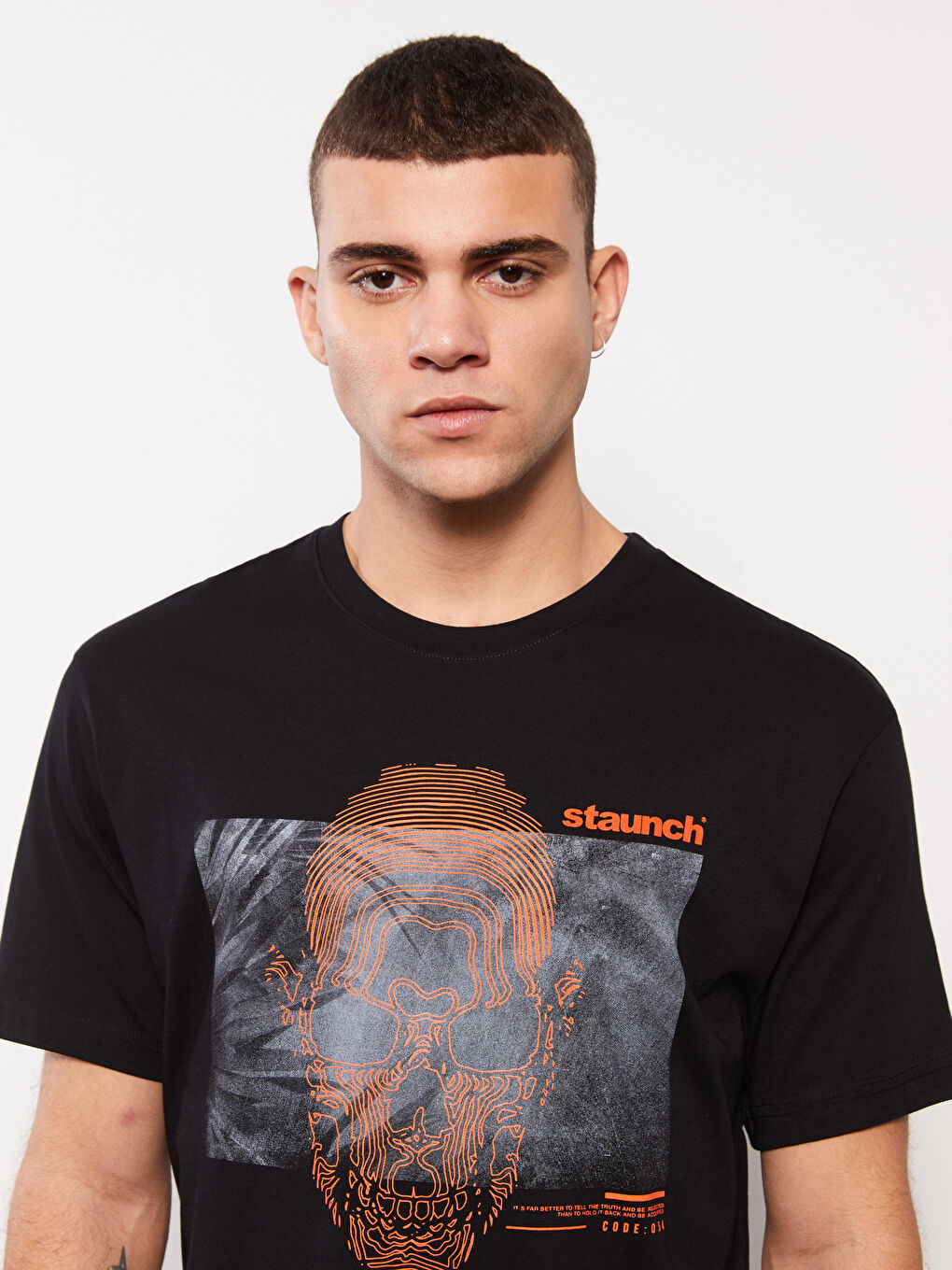 Crew Neck Short Sleeve Printed Combed Cotton Mens T Shirt S38591z8