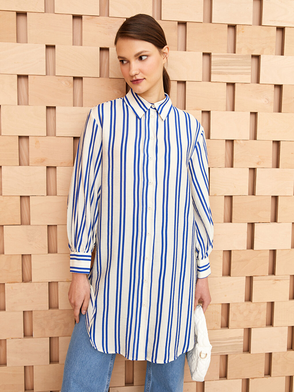 Tunique en chemise BLEU Femme -S3DU08Z8-LEN - S3DU08Z8-LEN - LC Waikiki