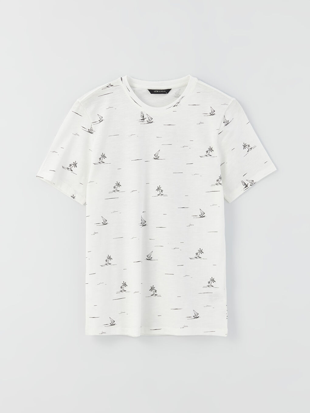 Crew Neck Short Sleeve Patterned Combed Cotton Mens T Shirt S3dy74z8