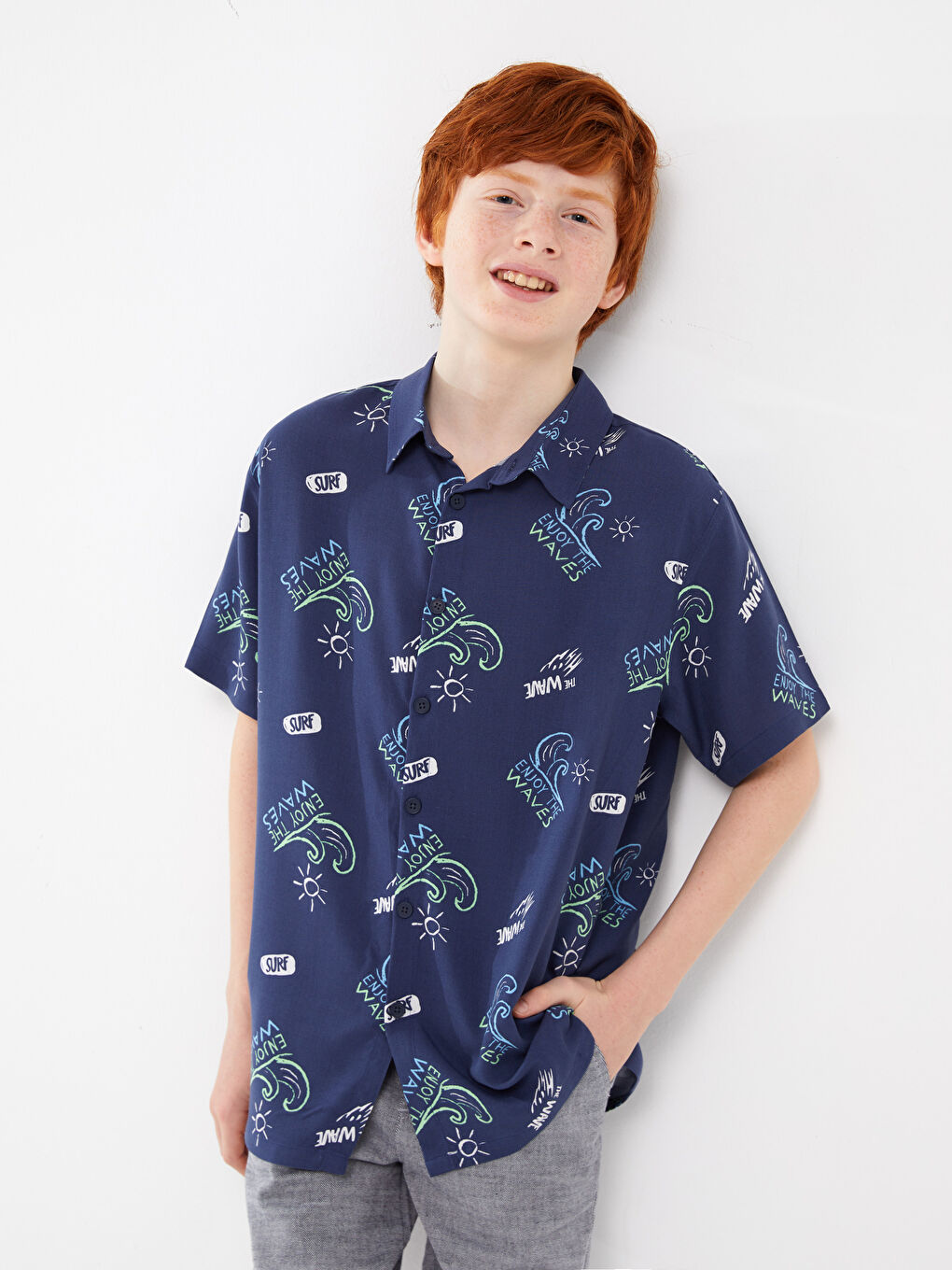 Comfy Patterned Boy's Shirt -S3EJ87Z4-HHX - S3EJ87Z4-HHX - LC Waikiki