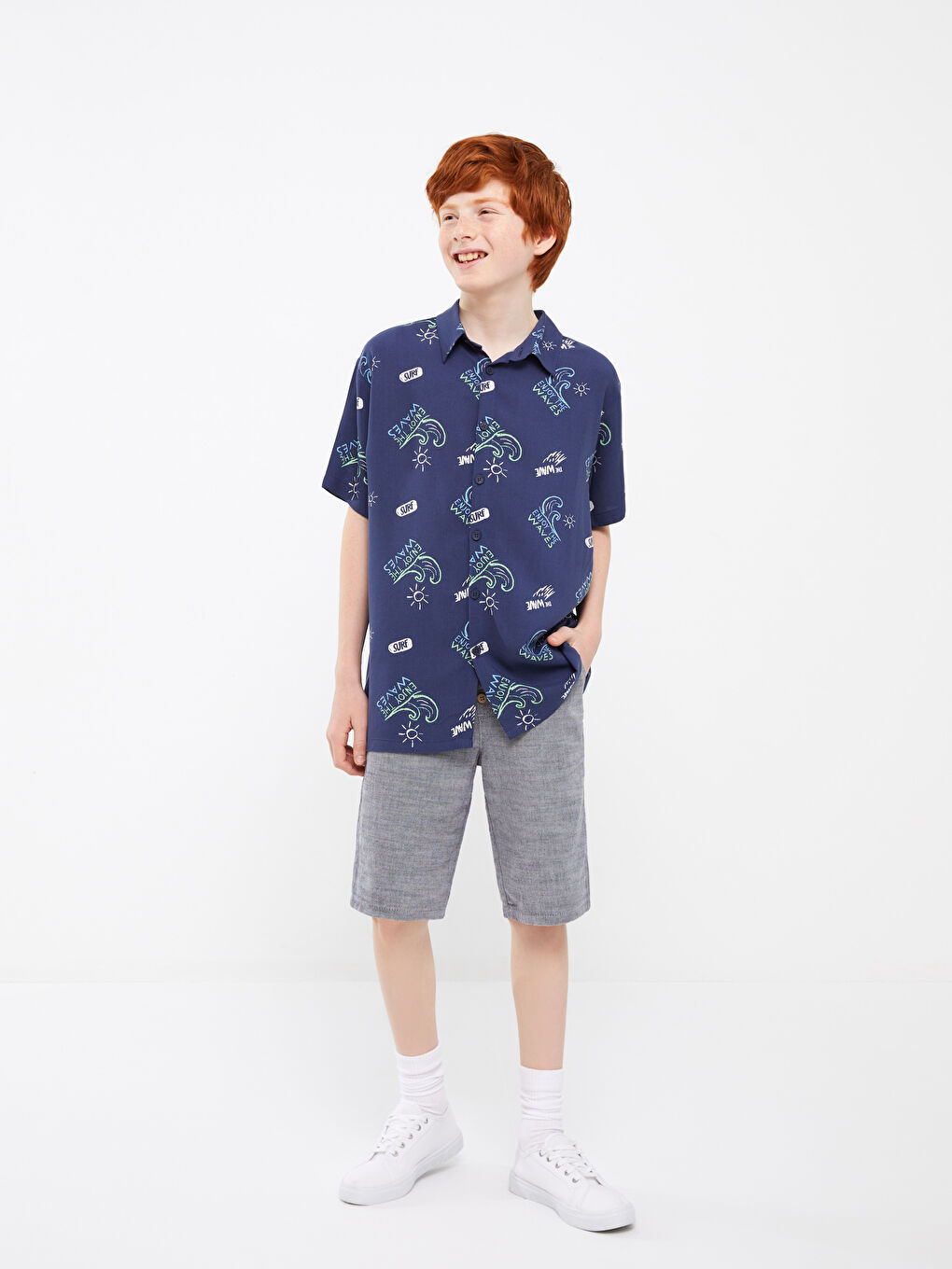 Comfy Patterned Boy's Shirt -S3EJ87Z4-HHX - S3EJ87Z4-HHX - LC Waikiki