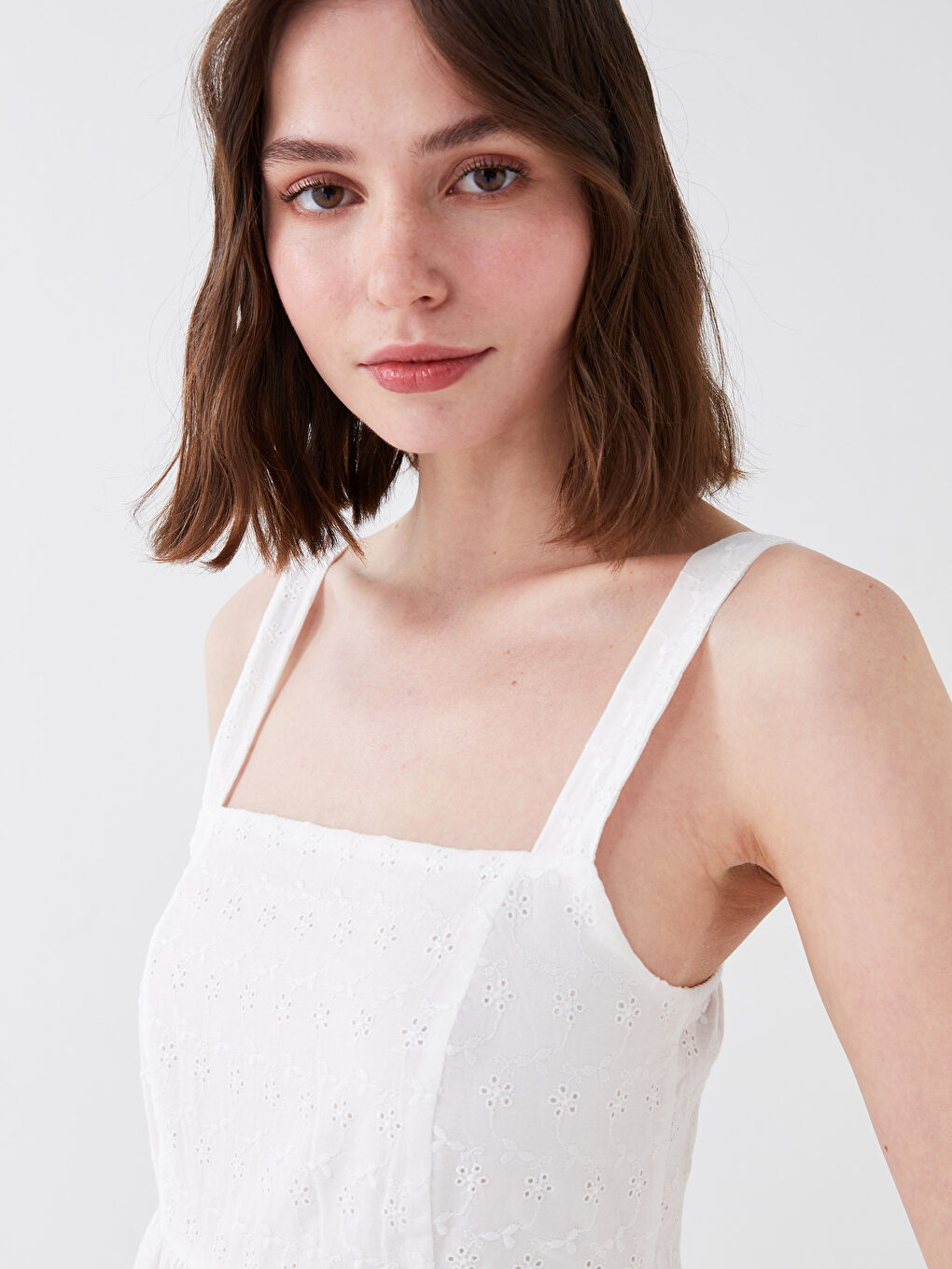 Square Collar Strap Embroidered Women's Dress -S3FU38Z8-KE8 - S3FU38Z8 ...