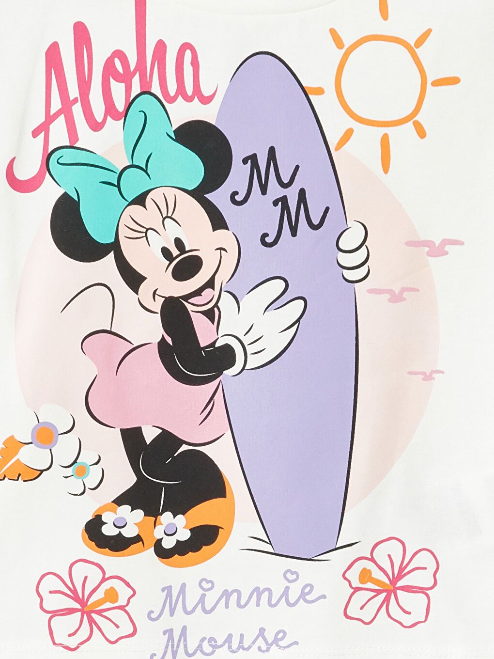 EKRU Bisiklet Yaka Minnie Mouse Baskılı Kısa Kollu Kız Çocuk Tişört ...