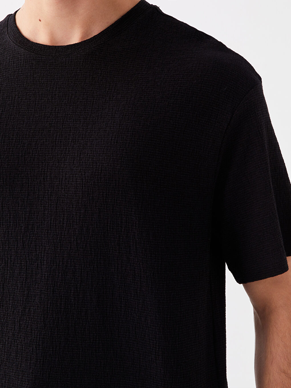 Crew Neck Short Sleeve Men's Textured T-Shirt -S3KU57Z8-CVL - S3KU57Z8 ...