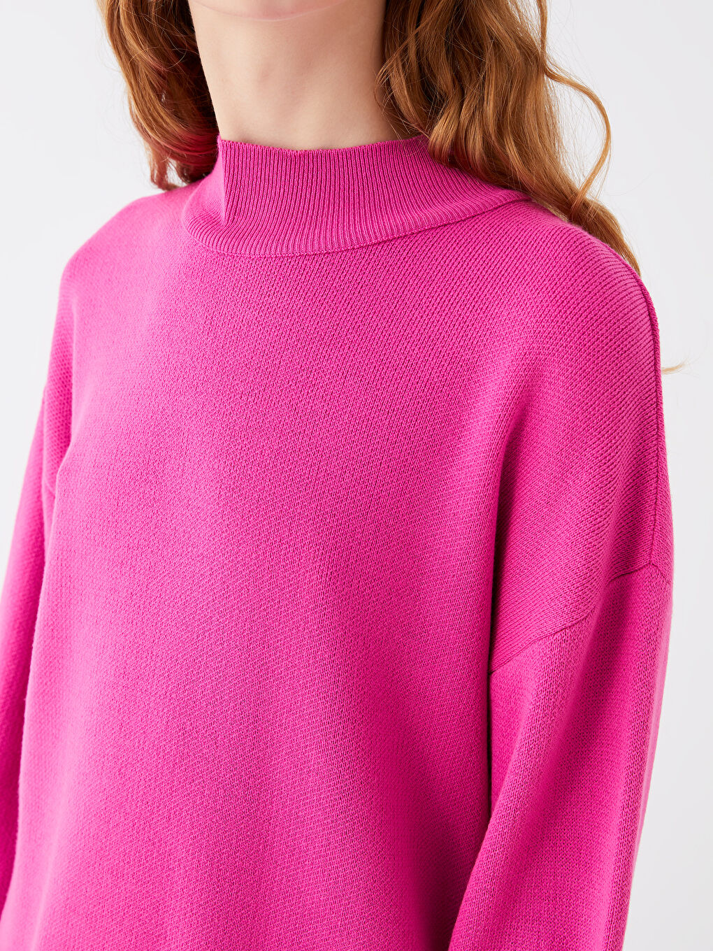 Half Turtleneck Regular Long Sleeve Oversize Women's Tricot Tunic -W30450Z8-V84 - W30450Z8-V84 ...