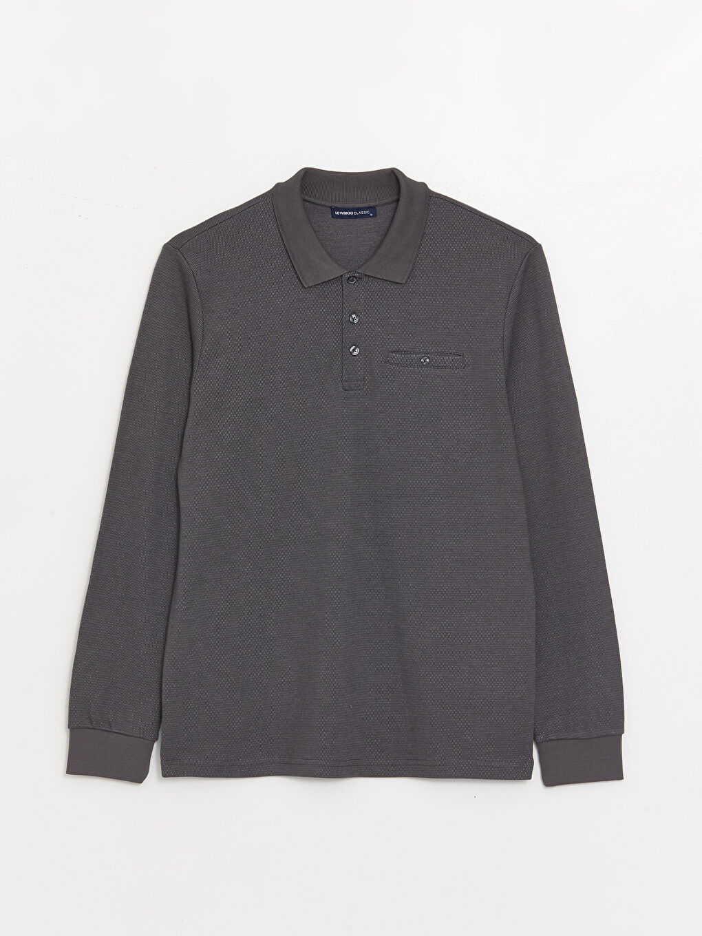 Gri Jakarlı Polo Yaka Uzun Kollu Erkek Sweatshirt - W31601Z8-MKJ | LCW