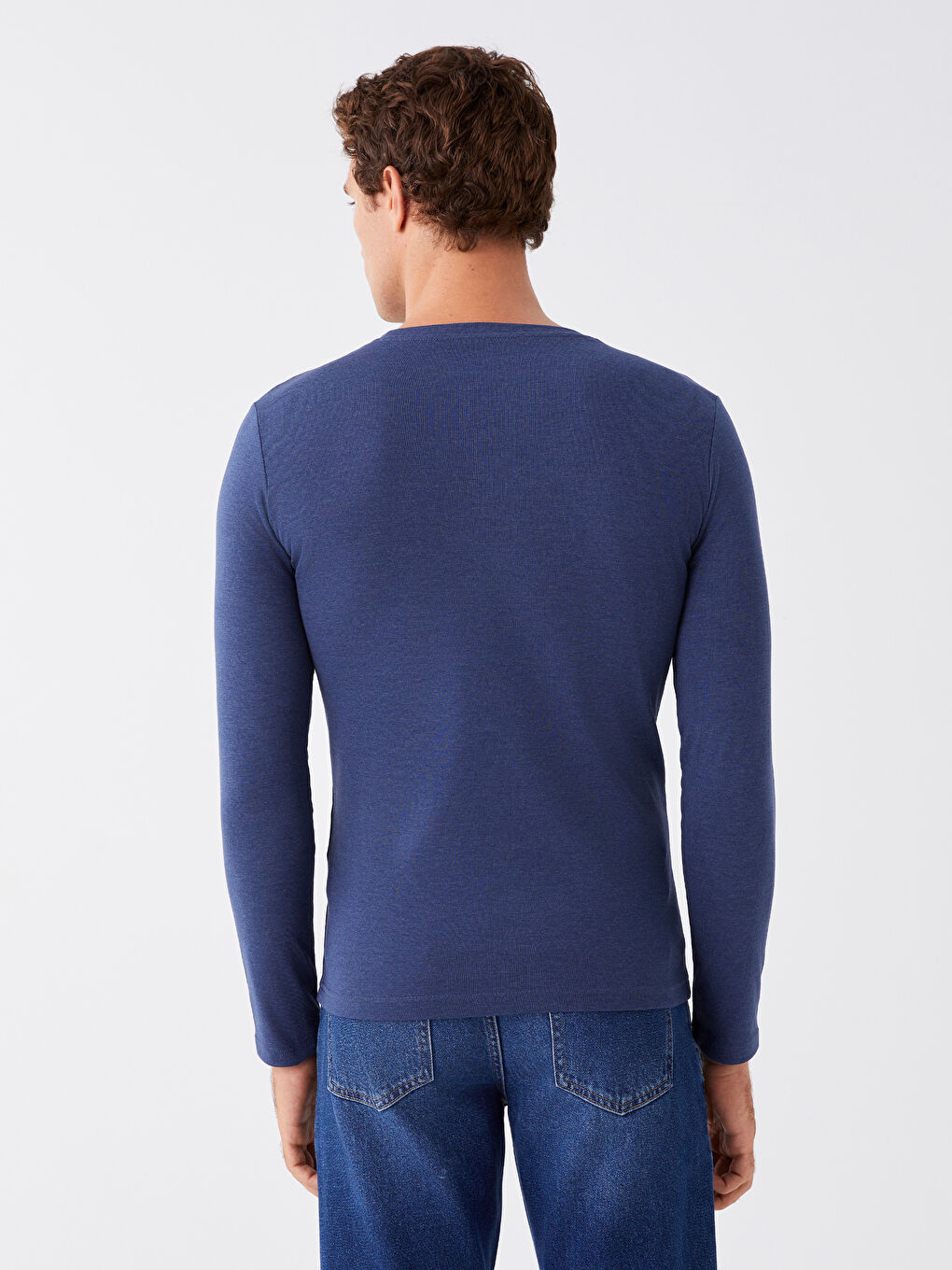 LACİVERT Bisiklet Yaka Uzun Kollu Erkek Sweatshirt - W31628Z8-F2Y | LCW