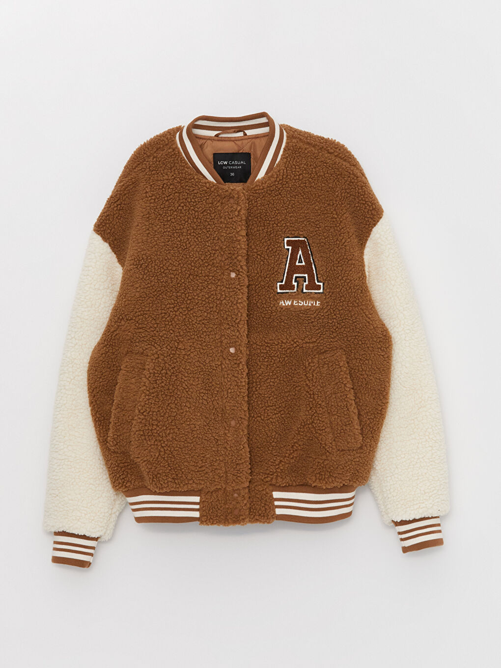 Women's College Collar Embroidered Teddy Coat -W32164Z8-VFQ - W32164Z8 ...