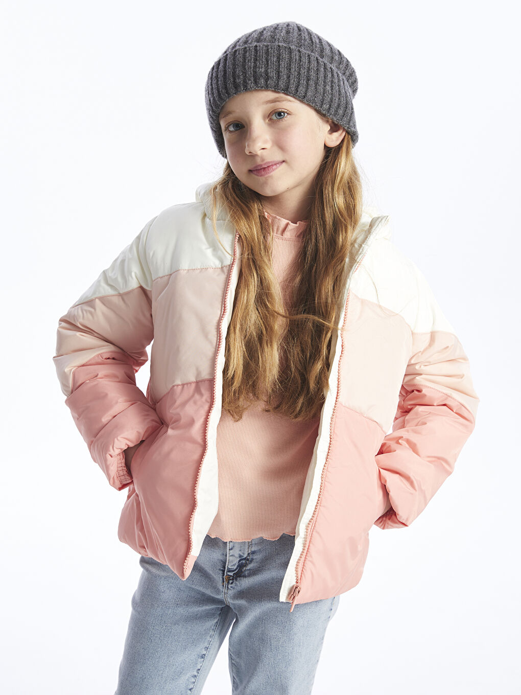 Hooded Color Block Girl Inflatable Coat -W32192Z4-GB4 - W32192Z4-GB4 ...