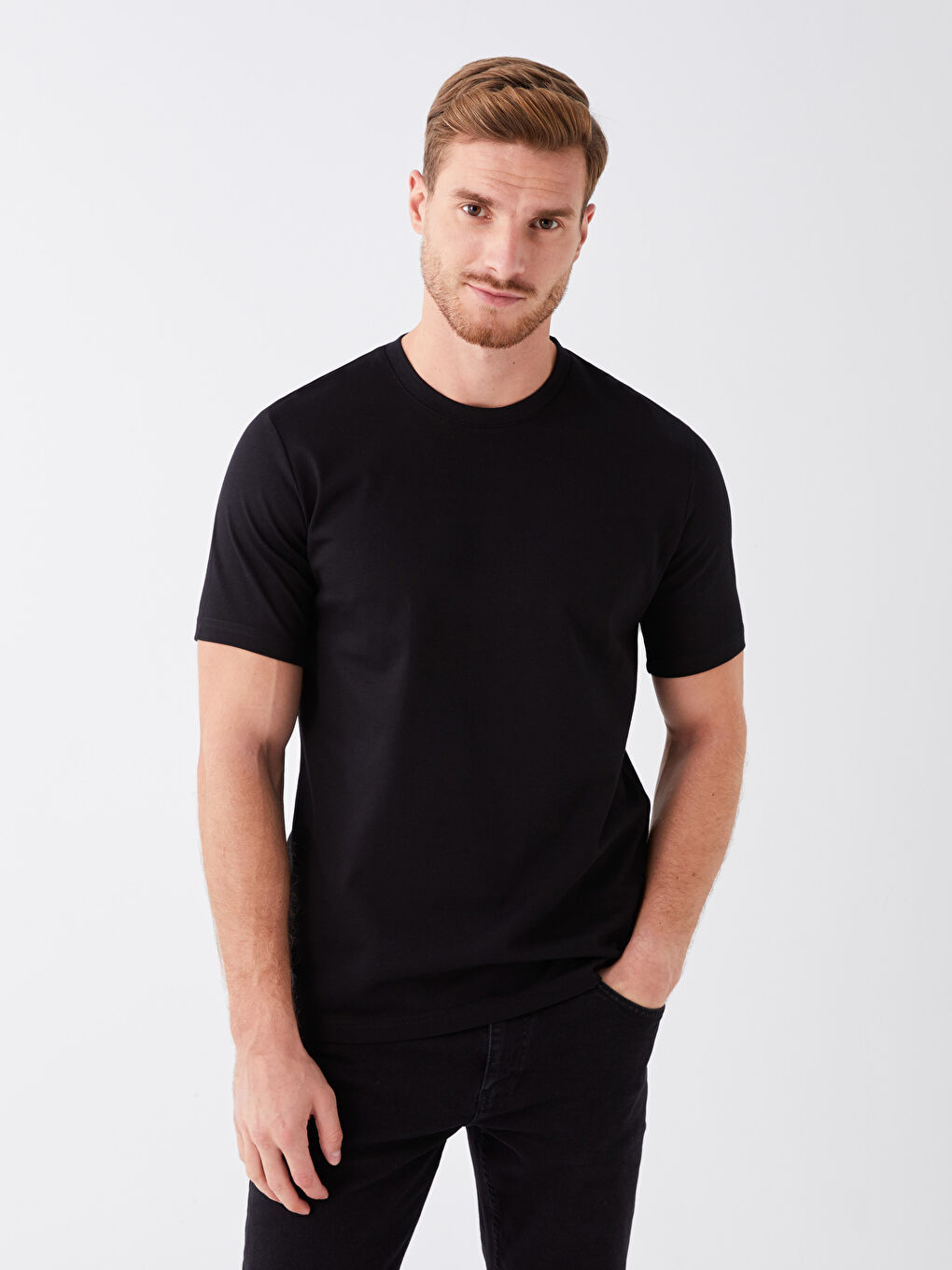 Crew Neck Short Sleeve Combed Cotton Mens T Shirt W36302z8 Cvl