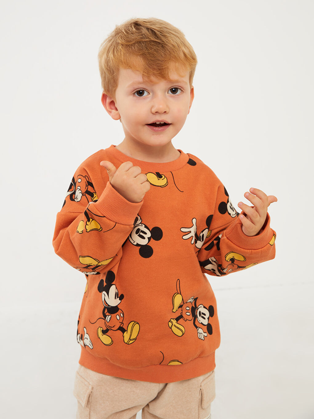 Crew Neck Long Sleeve Mickey Mouse Printed Baby Boy Sweatshirt ...