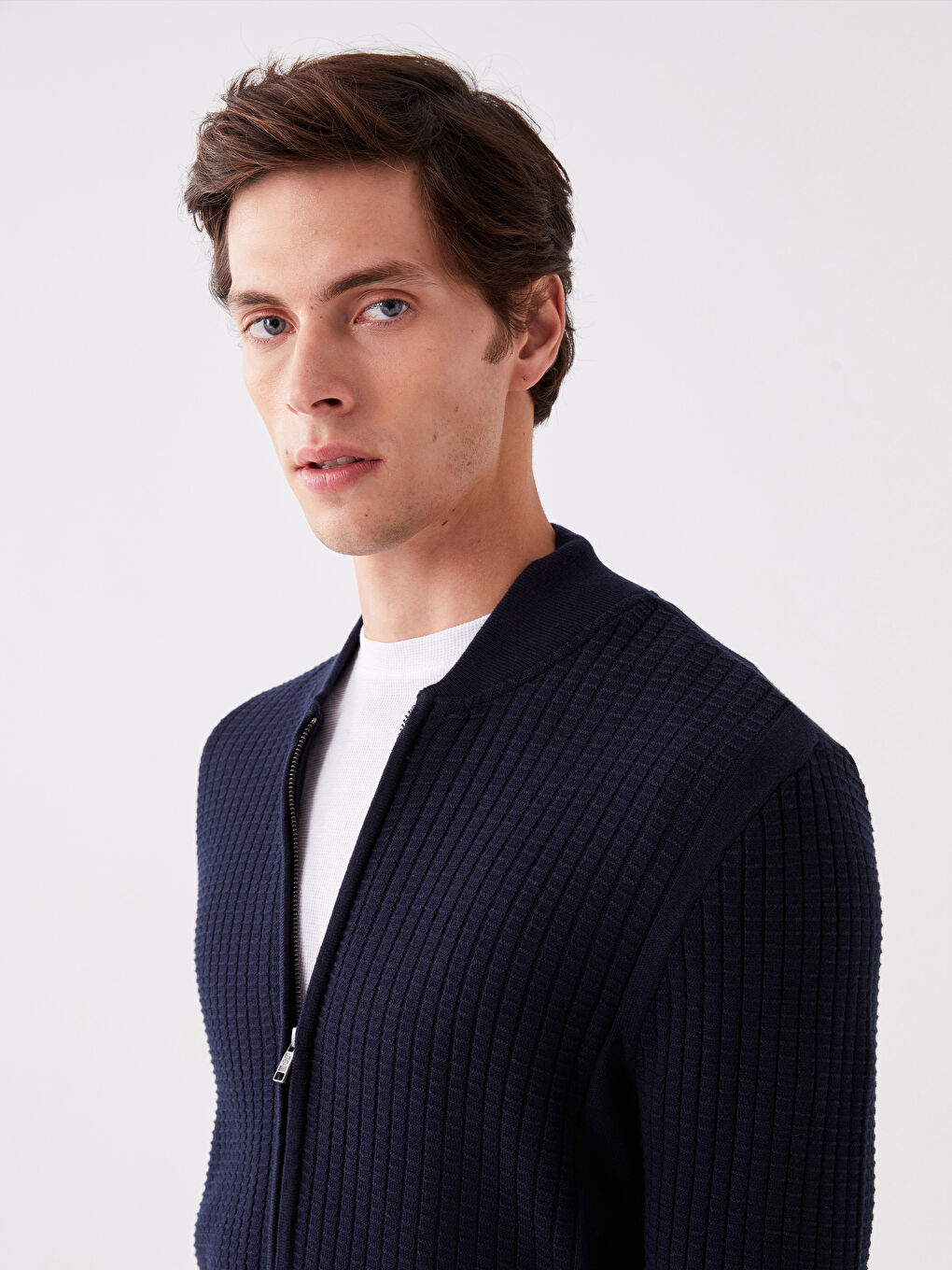 Standard Fit College Neck Men's Tricot Cardigan -W3CF92Z8-RFH ...