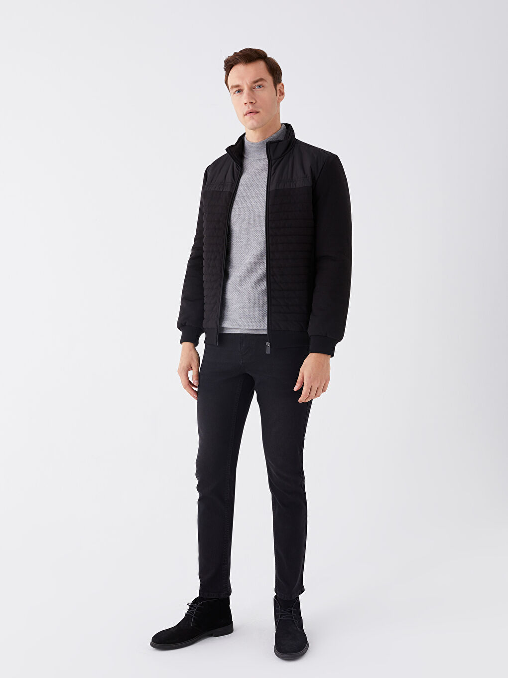 Standard Fit Turtle Neck Men's Tricot Coat -W3CS25Z8-CVL - W3CS25Z8-CVL ...