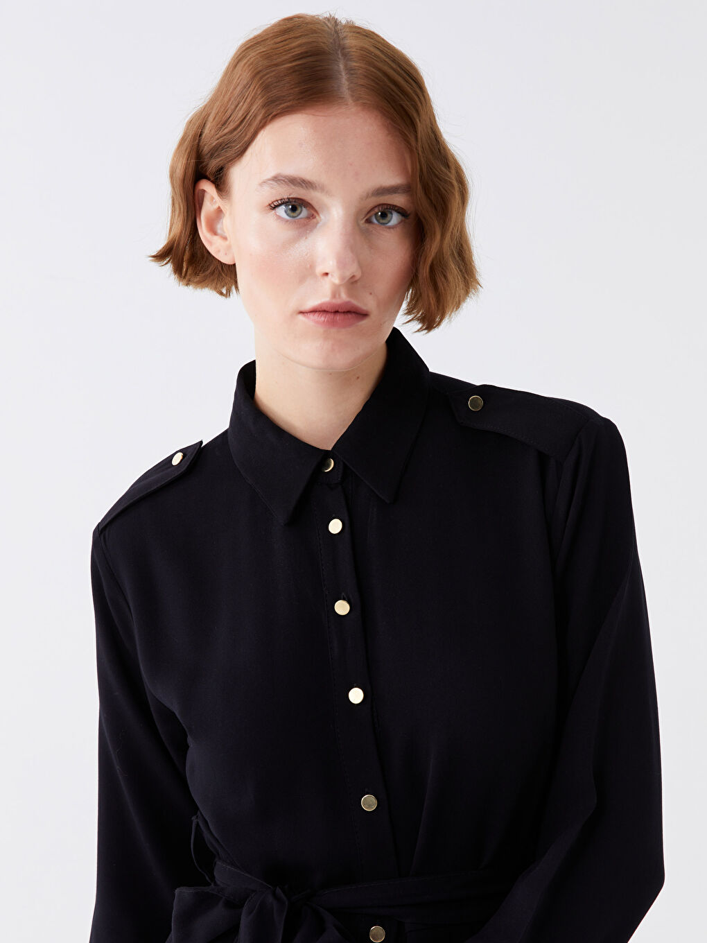 Plain Long Sleeve Women Shirt Dress -W3FC65Z8-CVL - W3FC65Z8-CVL - LC ...