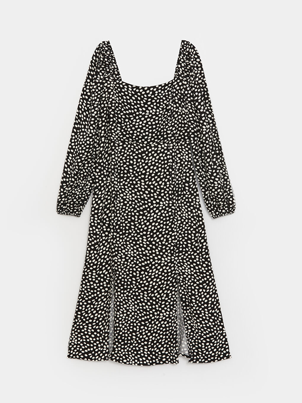 Square Neck Patterned Long Sleeve Women's Dress -W3H595Z8-LQJ ...