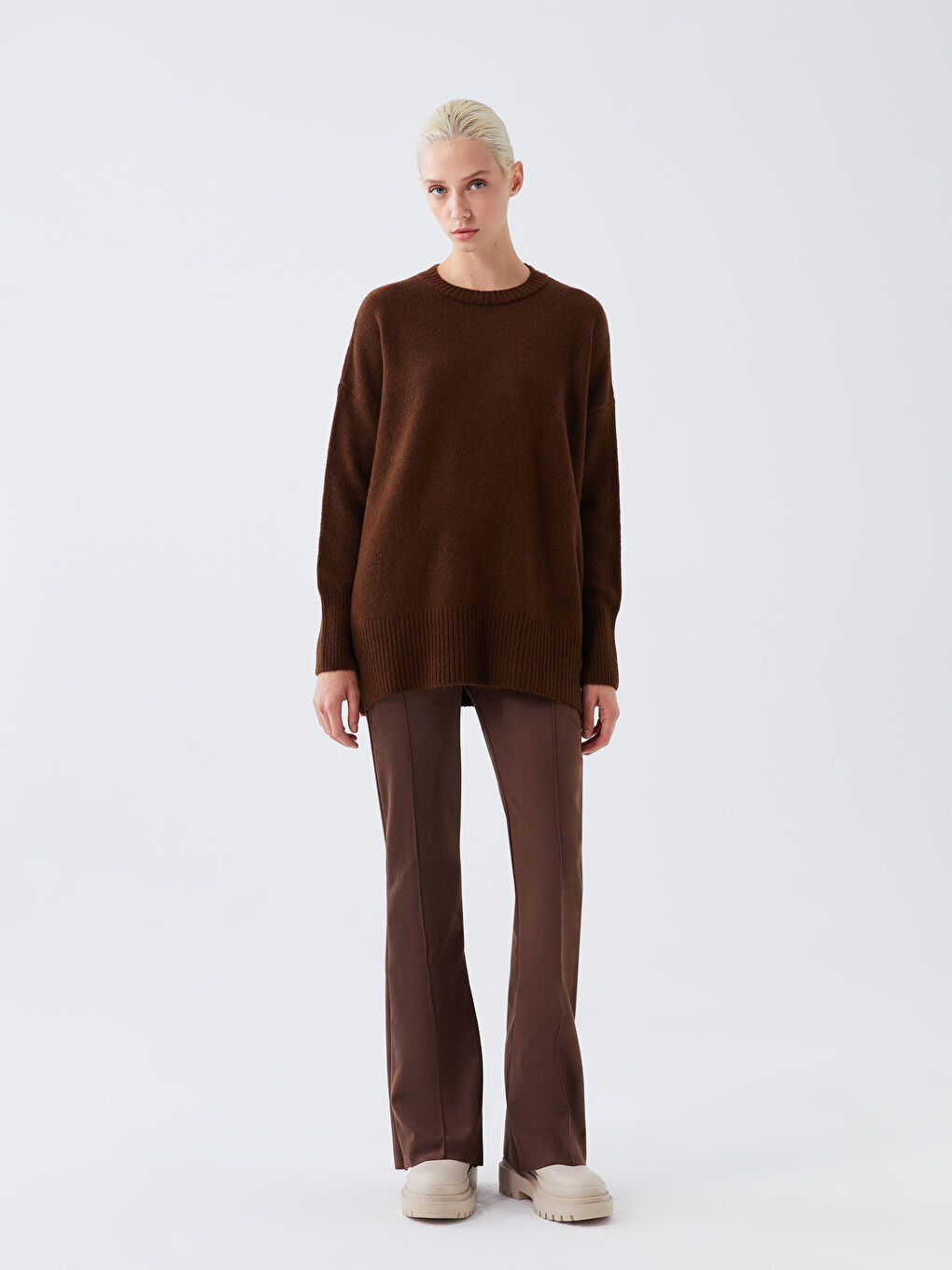 ქალი ყავისფერი სვიტერი -W3H725Z8-VKH - W3H725Z8-VKH - LC Waikiki