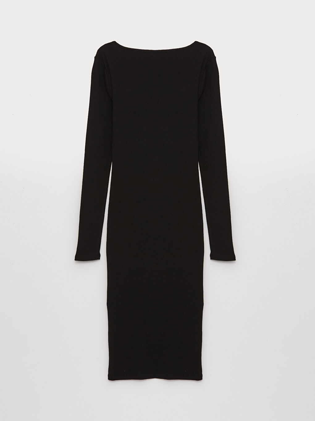 SİYAH Kare Yaka Düz Uzun Kollu Kadın Bodycon Elbise - W3IM40Z8-CVL | LCW