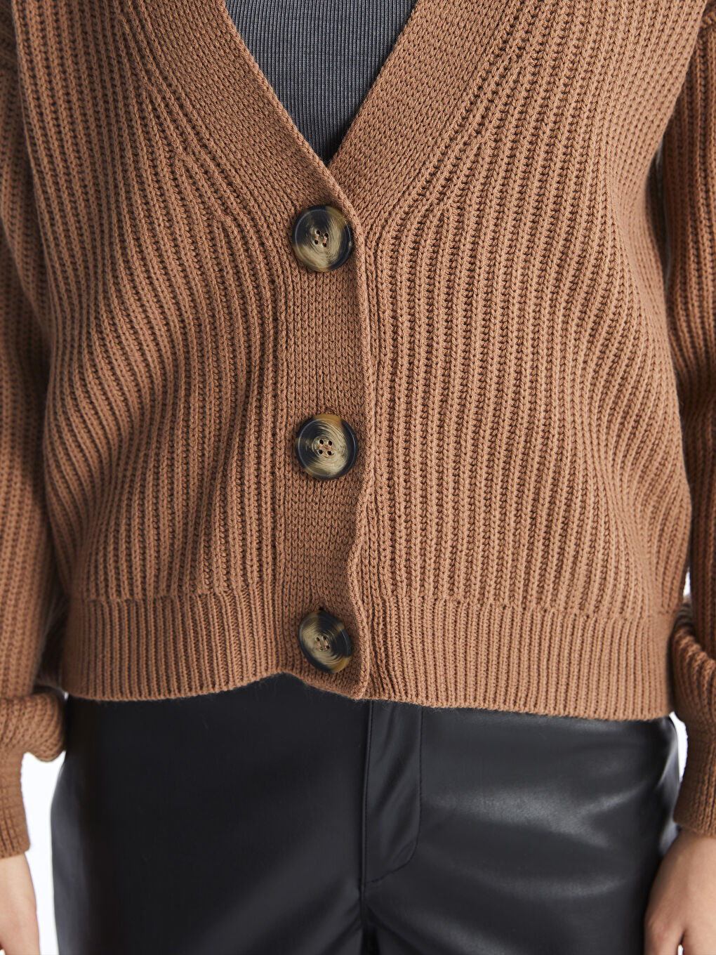 Cardigan en Tricot à Manches Longues et Col en V Pour Femmes -W3J269Z8 ...