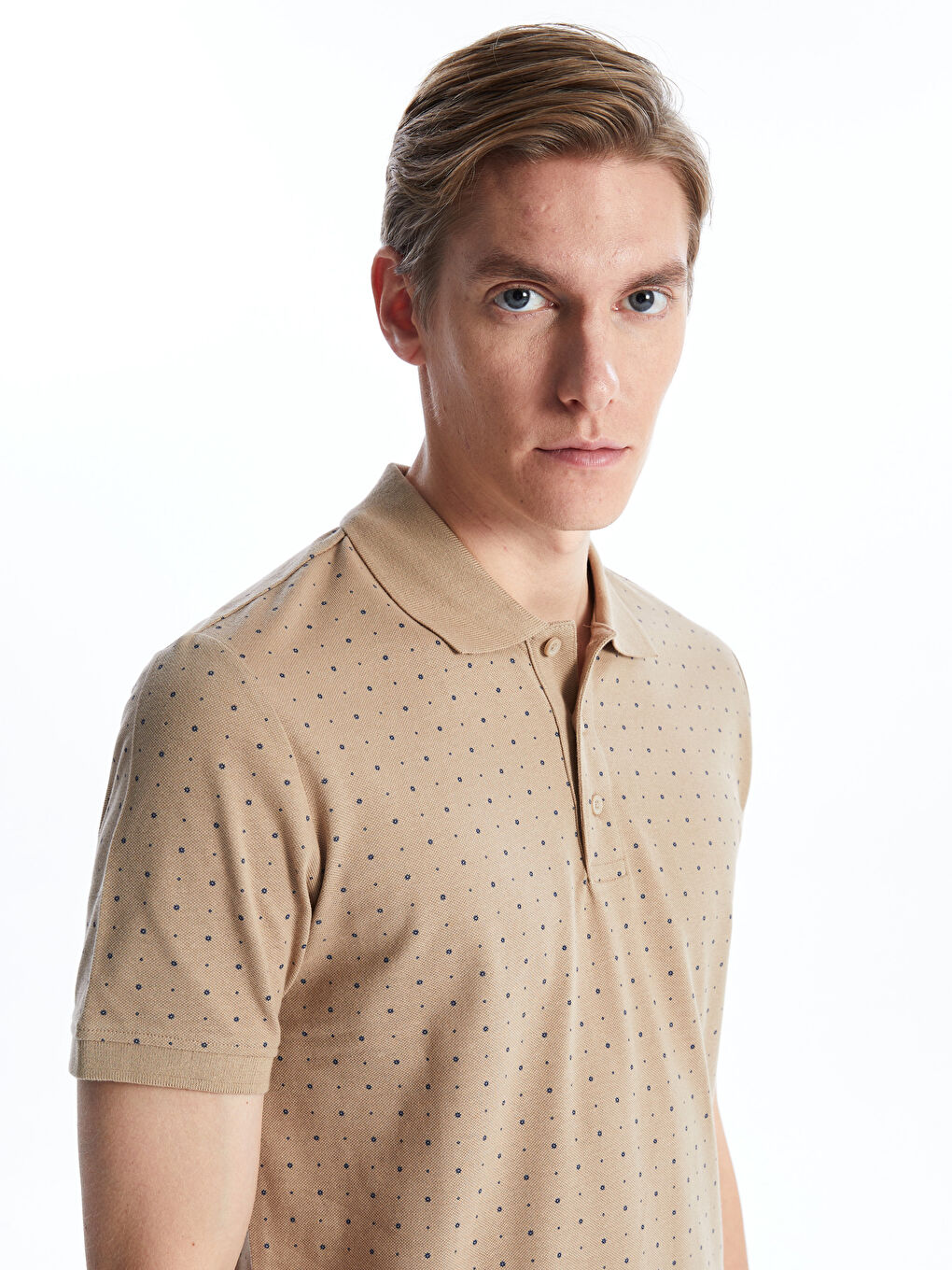Polo Neck Short Sleeve Patterned Pike Men's T-shirt -S41447Z8-S2R ...
