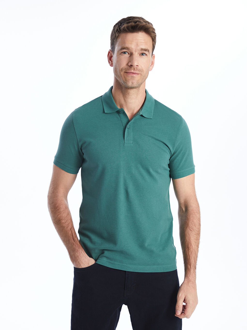 Мужская футболка-поло из пике с короткими рукавами -S41699Z8-HRB ...